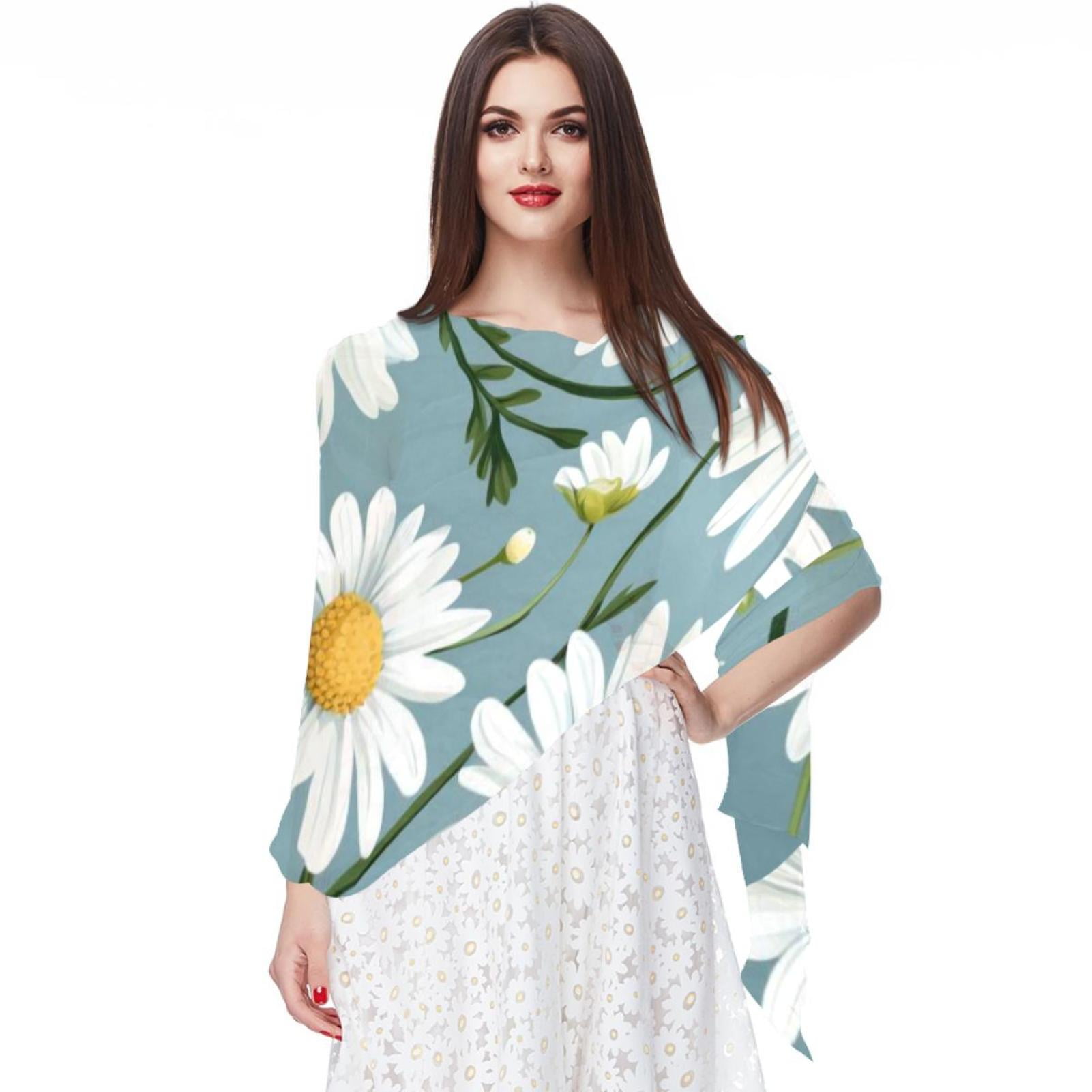 Daisy Elegant Chiffon Yarn Silk Scarf for Women - Translucent and Breathable - 180*73 Size ...
