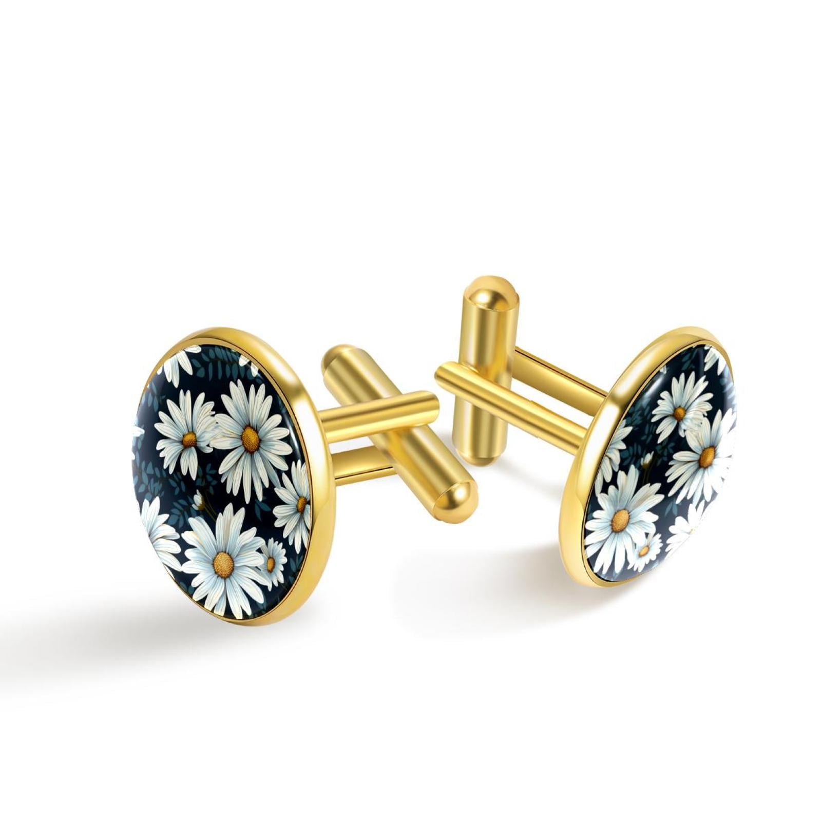Daisy Elegant Mens Cufflink Set for Formal Attire, Made of Stainless ...