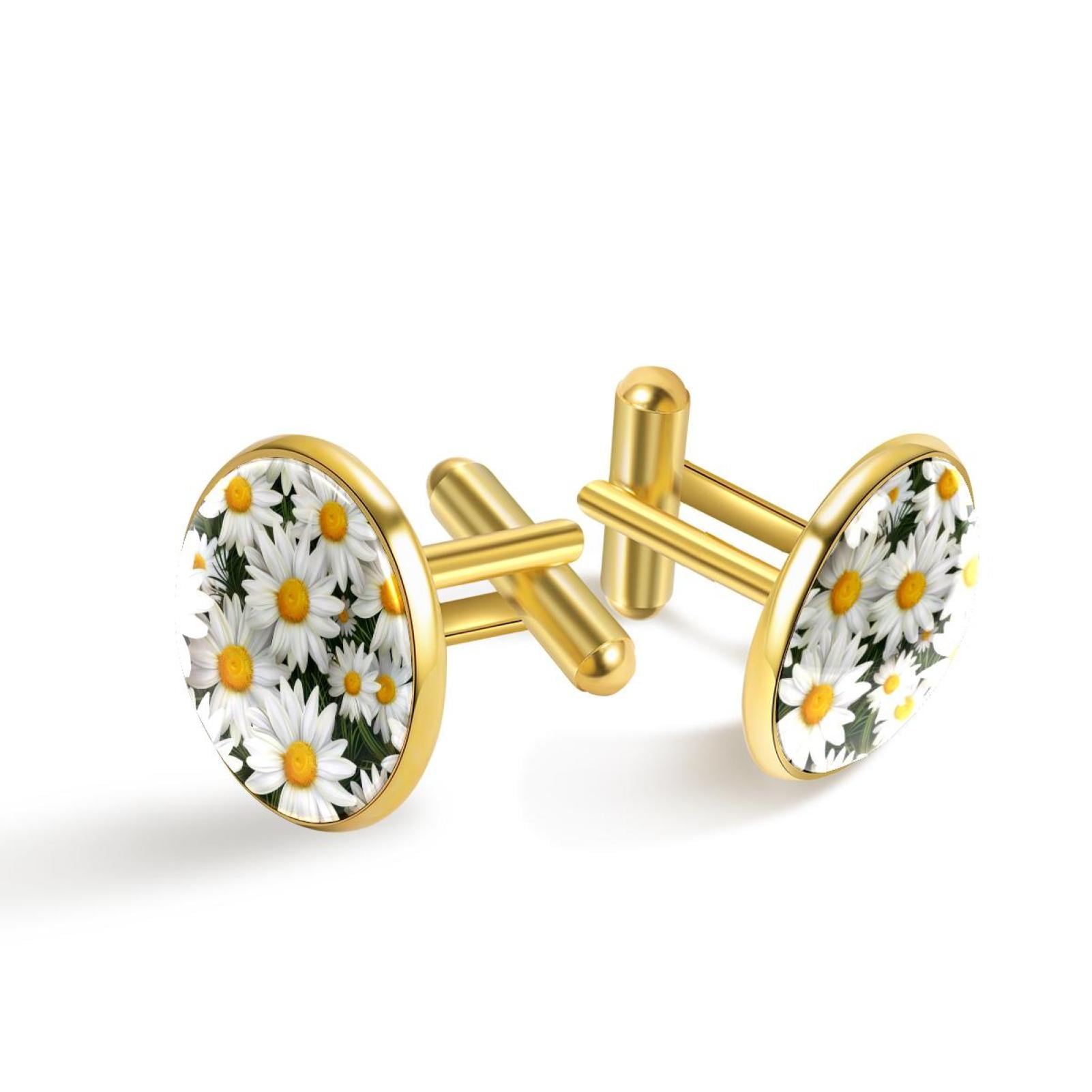 Daisy Elegant Mens Cufflinks Set for Formal Attire Made of Stainless ...