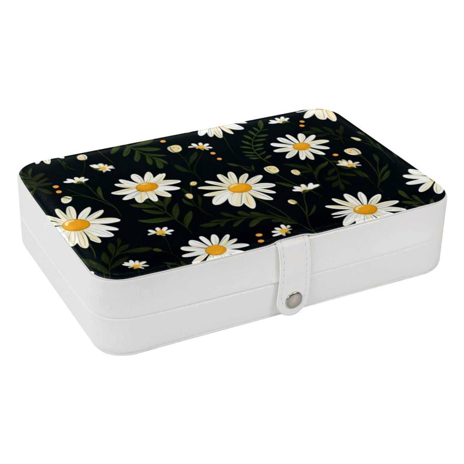 Daisy Elegant PU Leather Jewelry Box with Removable Compartment and ...