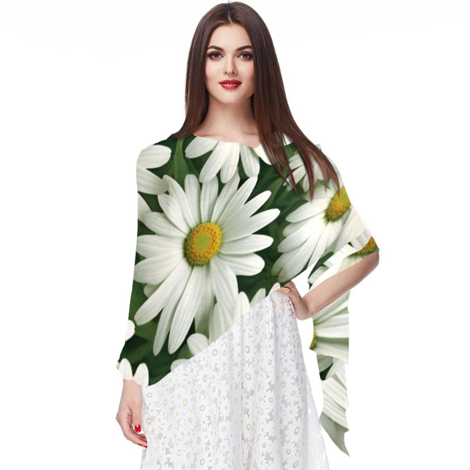 Daisy Elegant Silk Scarf - Translucent Chiffon Yarn - Lightweight and ...