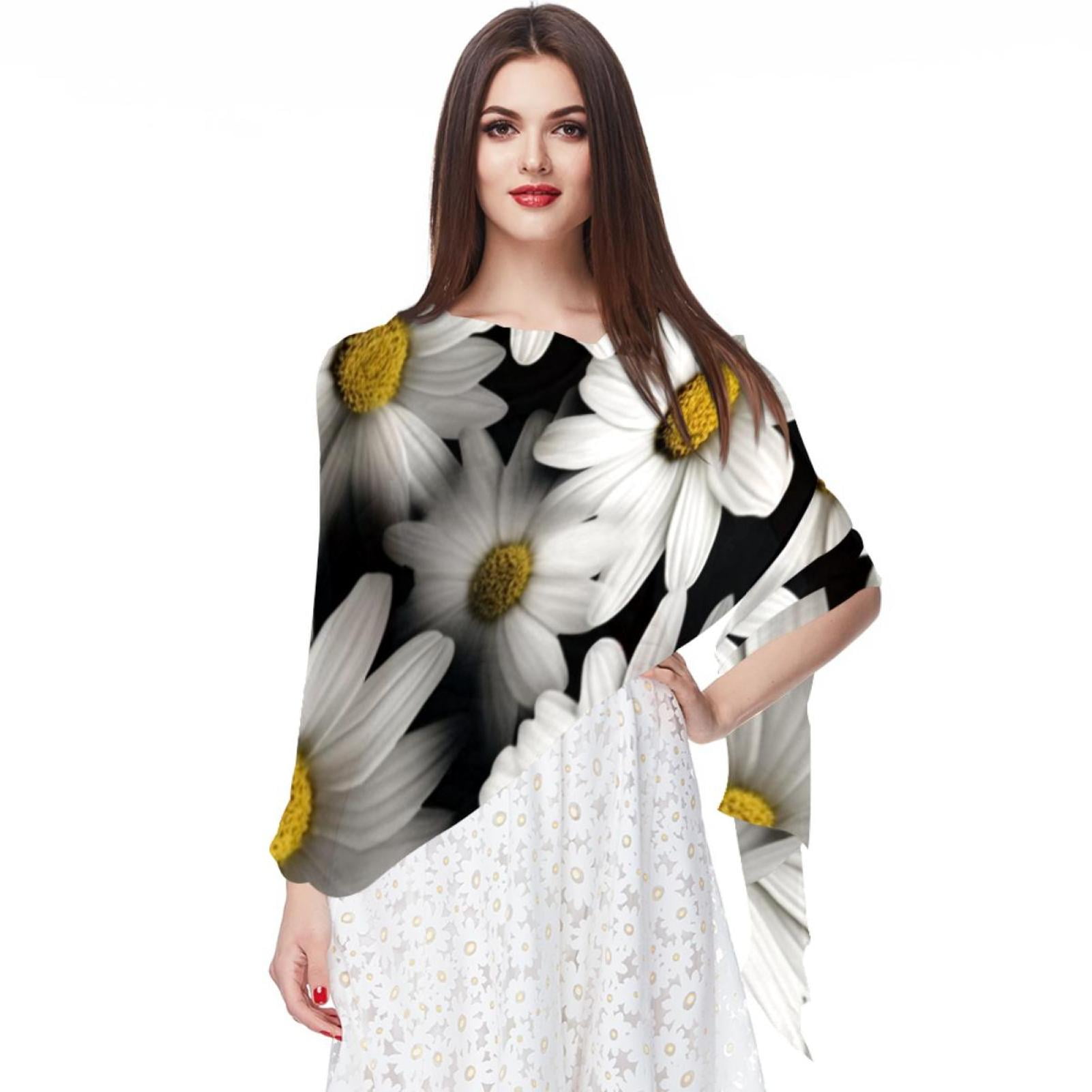 Daisy Elegant Translucent Chiffon Hair Scarf | Light & Breathable Silk Wrap 70.86x28.7in ...