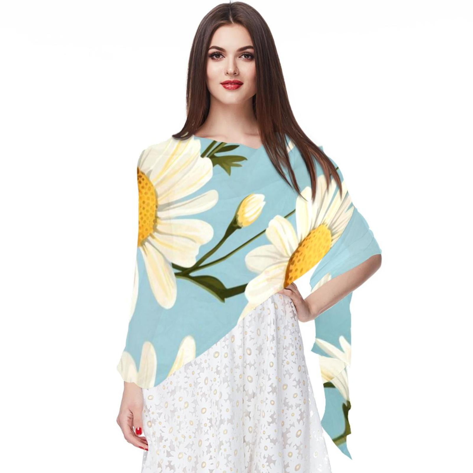 Daisy Elegant Translucent Chiffon Silk Scarf 180*73 - Light Breathable ...