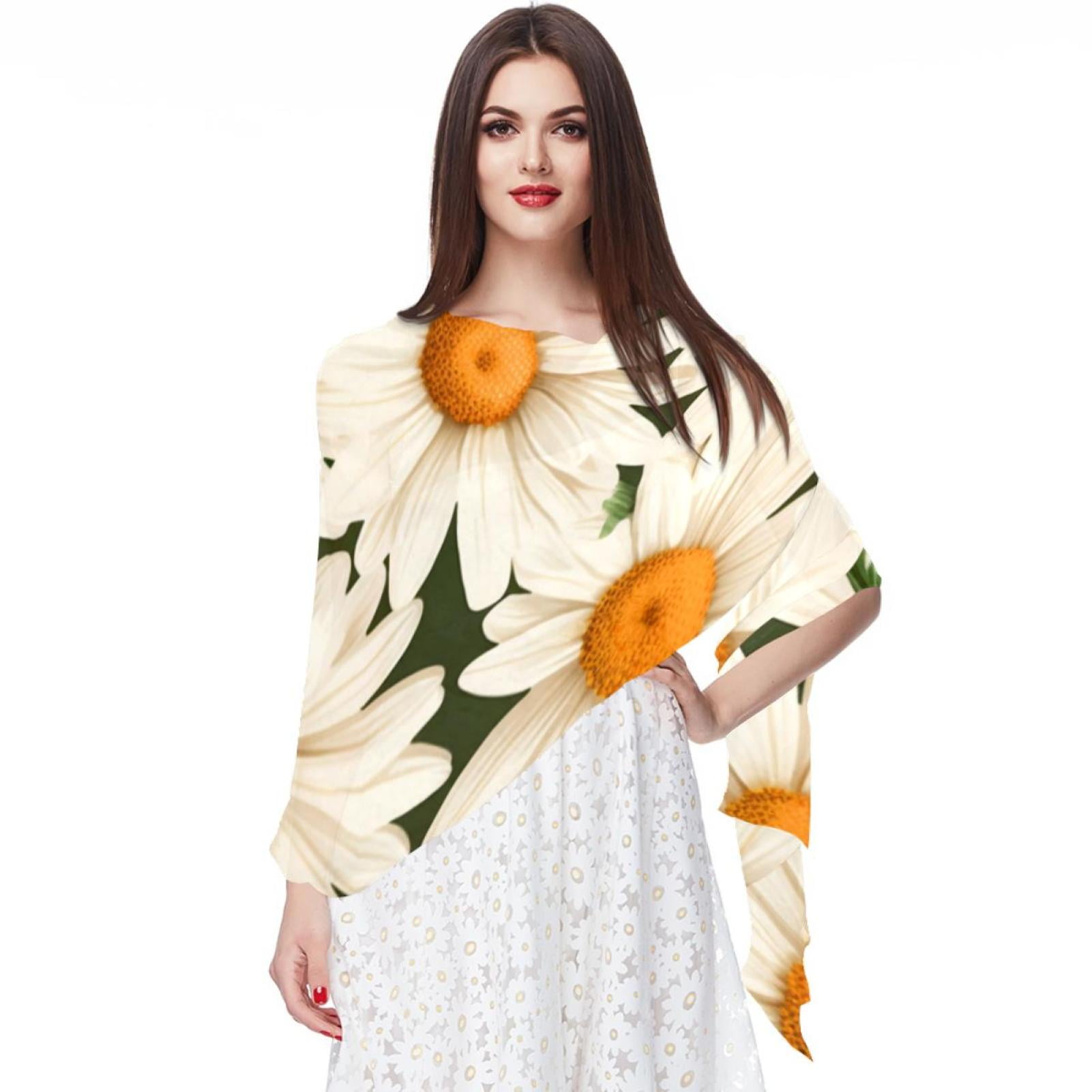 Daisy Elegant Translucent Chiffon Silk Scarf 180*73 - Light Breathable ...