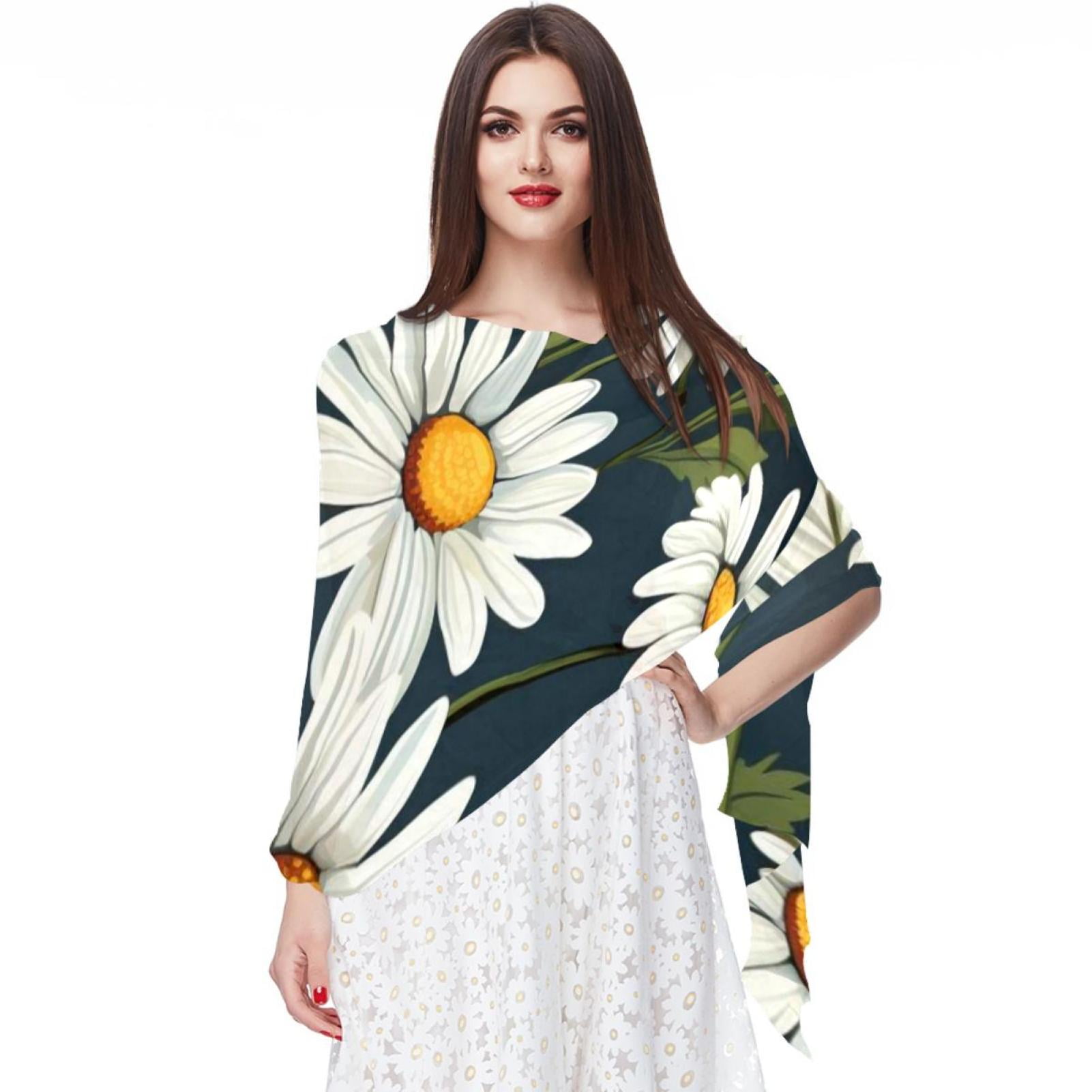 Daisy Elegant Translucent Chiffon Silk Scarf, Light Breathable Wrap ...