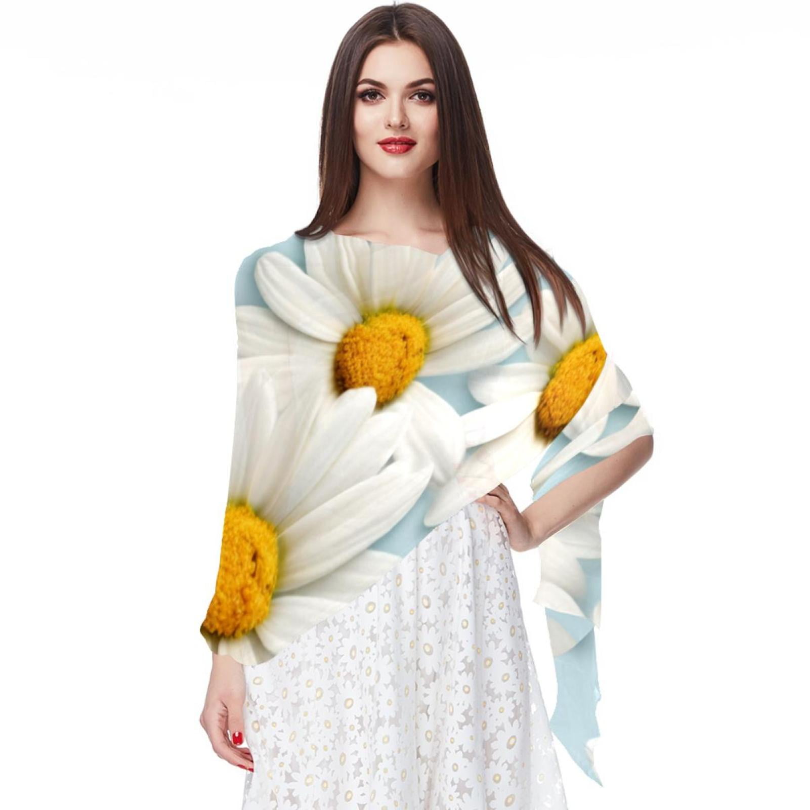 Daisy Elegant Translucent Chiffon Silk Scarf Lightweight Breathable 180 ...