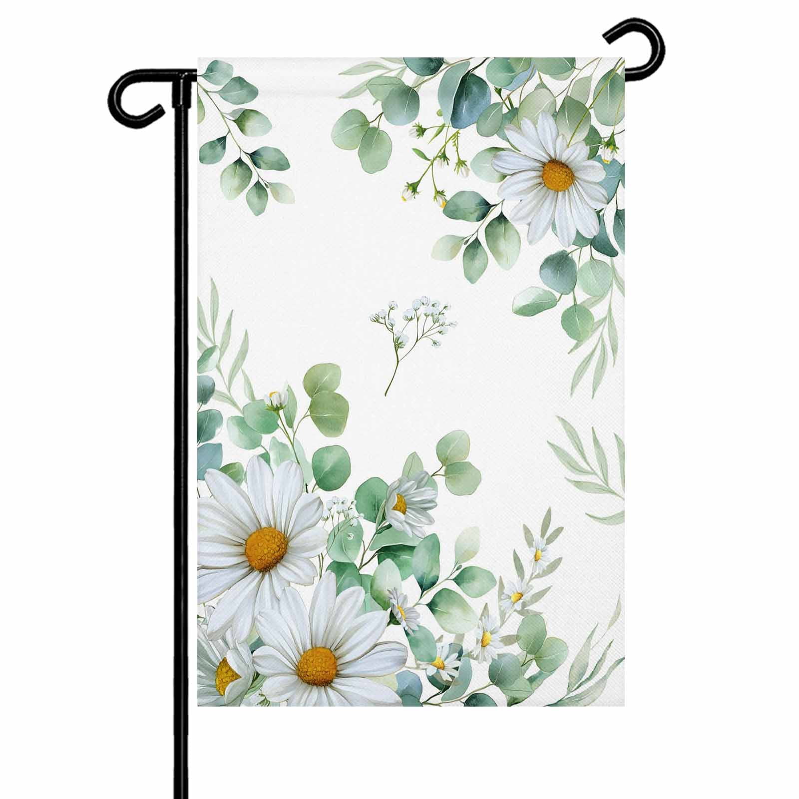 Daisy Eucalyptus Leaves Garden Flag 12x18 Inch Floral Spring ...