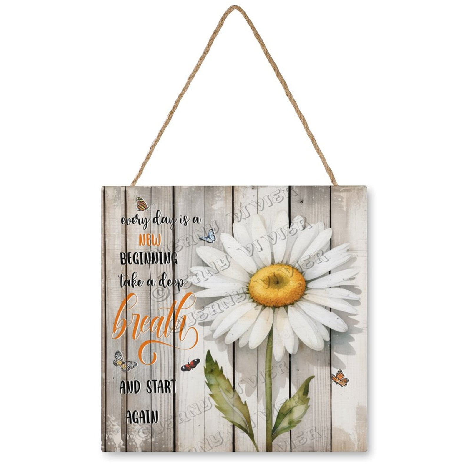 Daisy Everyday Is A New Beginning Welcome Decor Sign, Hanging Wood Sign ...