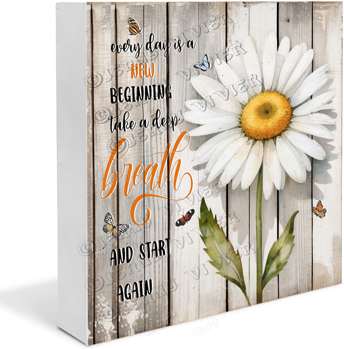 Daisy Everyday is A New Beginning Rustic Farmhouse Wooden Box Sign Desk ...