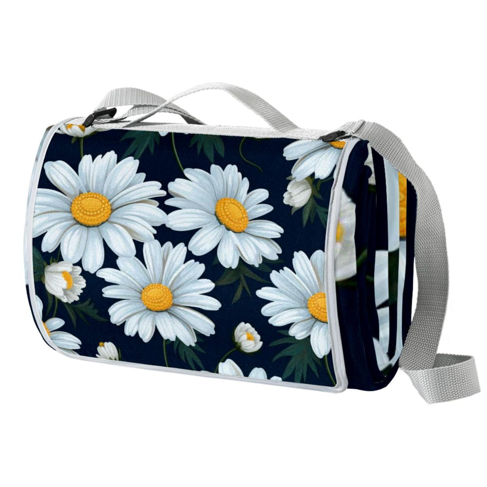 Daisy Extra Large Canvas Beach Blanket for Picnic Mat, Waterproof and ...