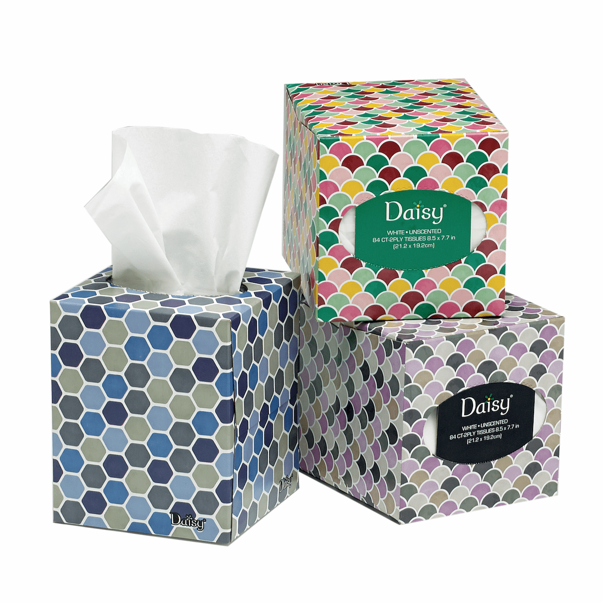 U.S. Alliance Paper Daisy Facial Tissue Cube, 2-Ply, Unscented White ...