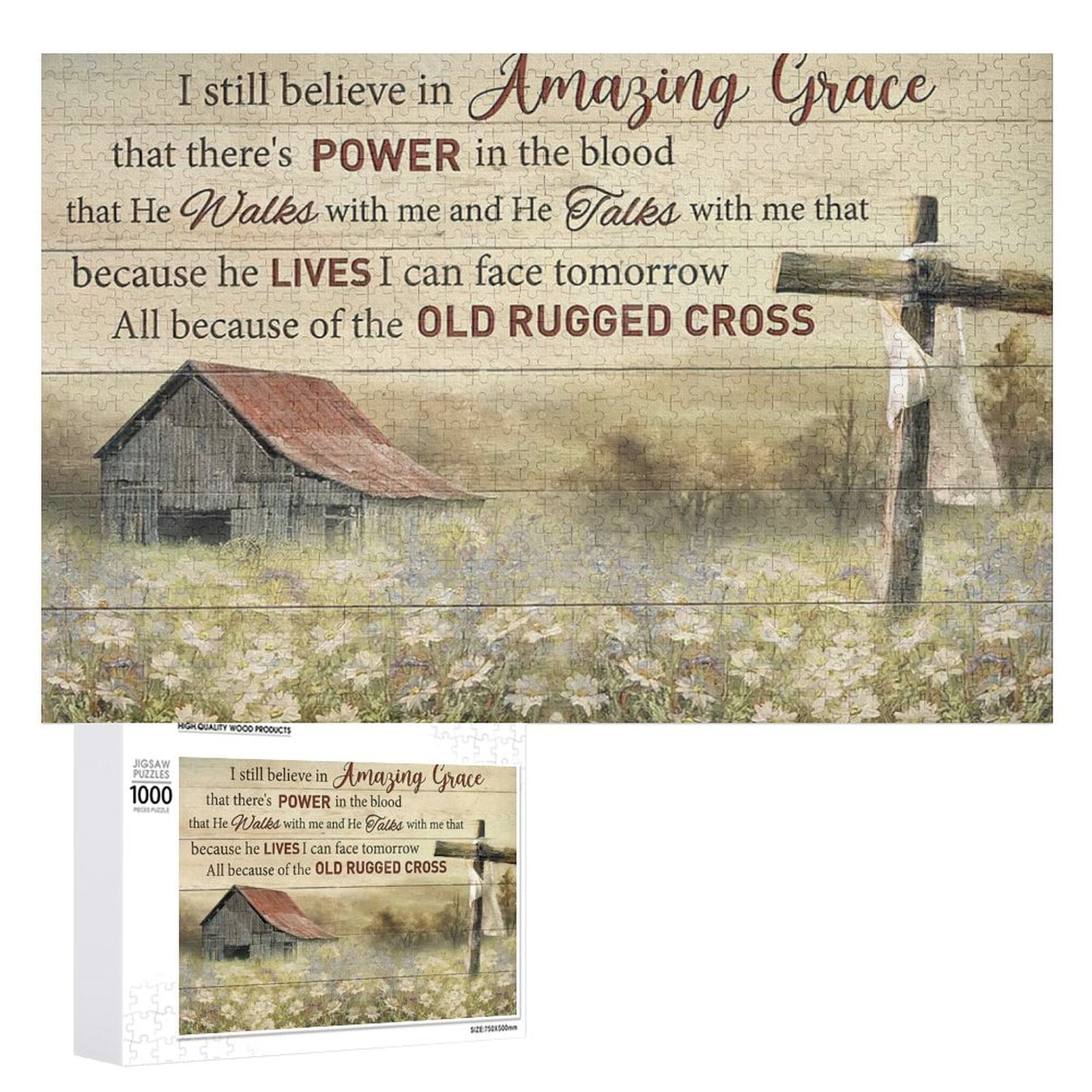 Daisy Field 1000 Piece Jigsaw Puzzles for Adults and Kids - I Still Believe in Amazing Grace ...