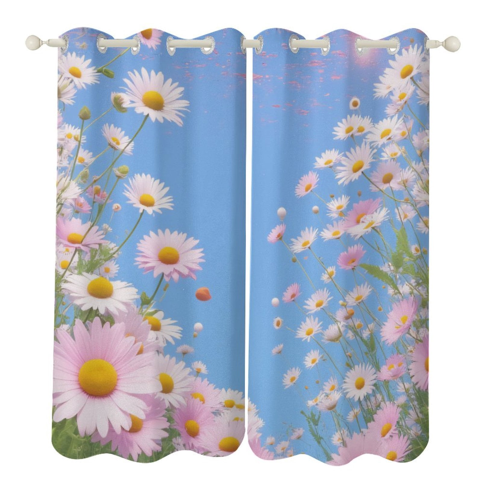 Daisy Field Under Sunny Sky Luxury Window Curtains Blinds for Living ...