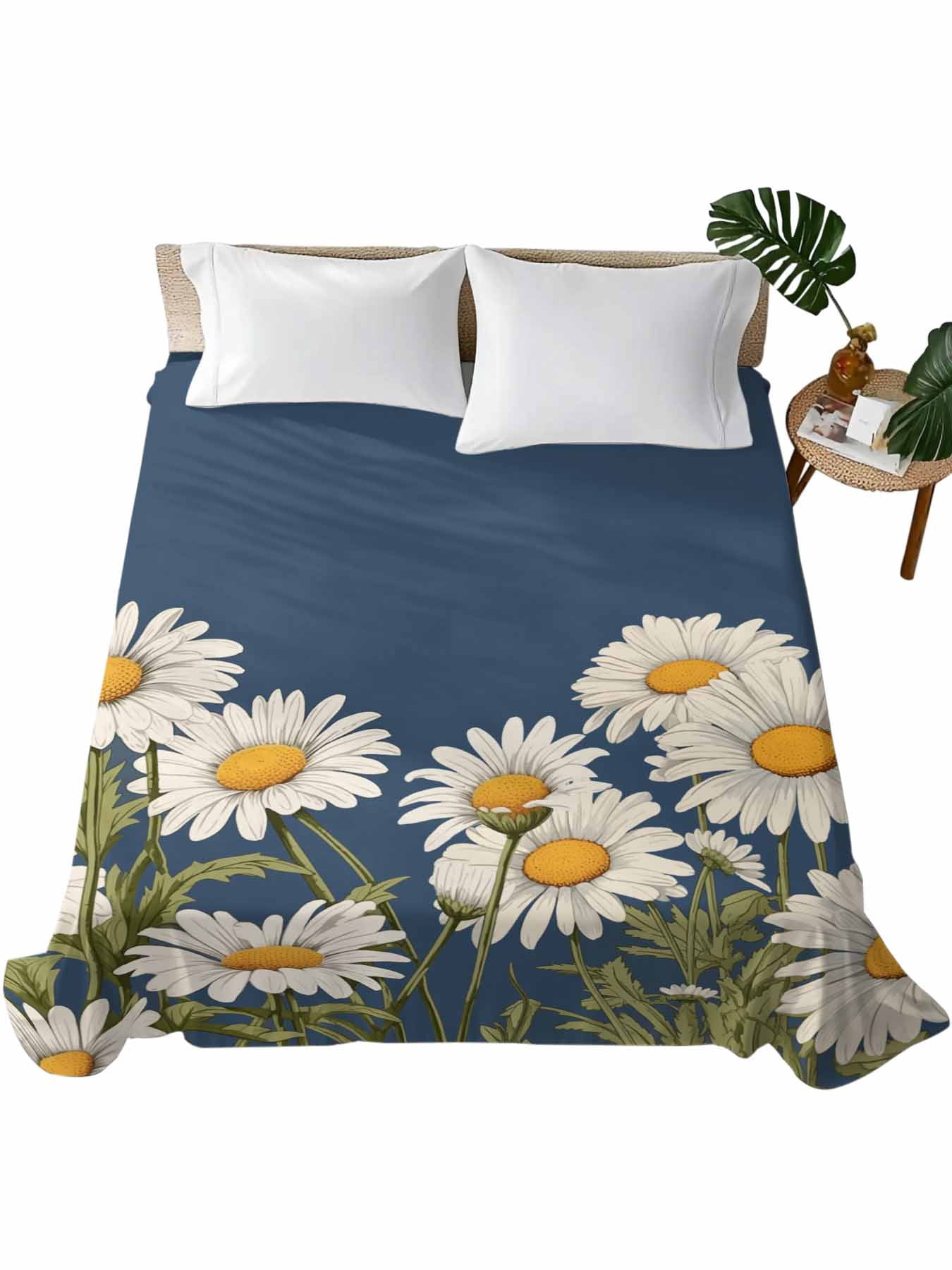 Daisy Flat Sheets Only Twin XL Size, Soft Breathable Bed Top Sheets for ...