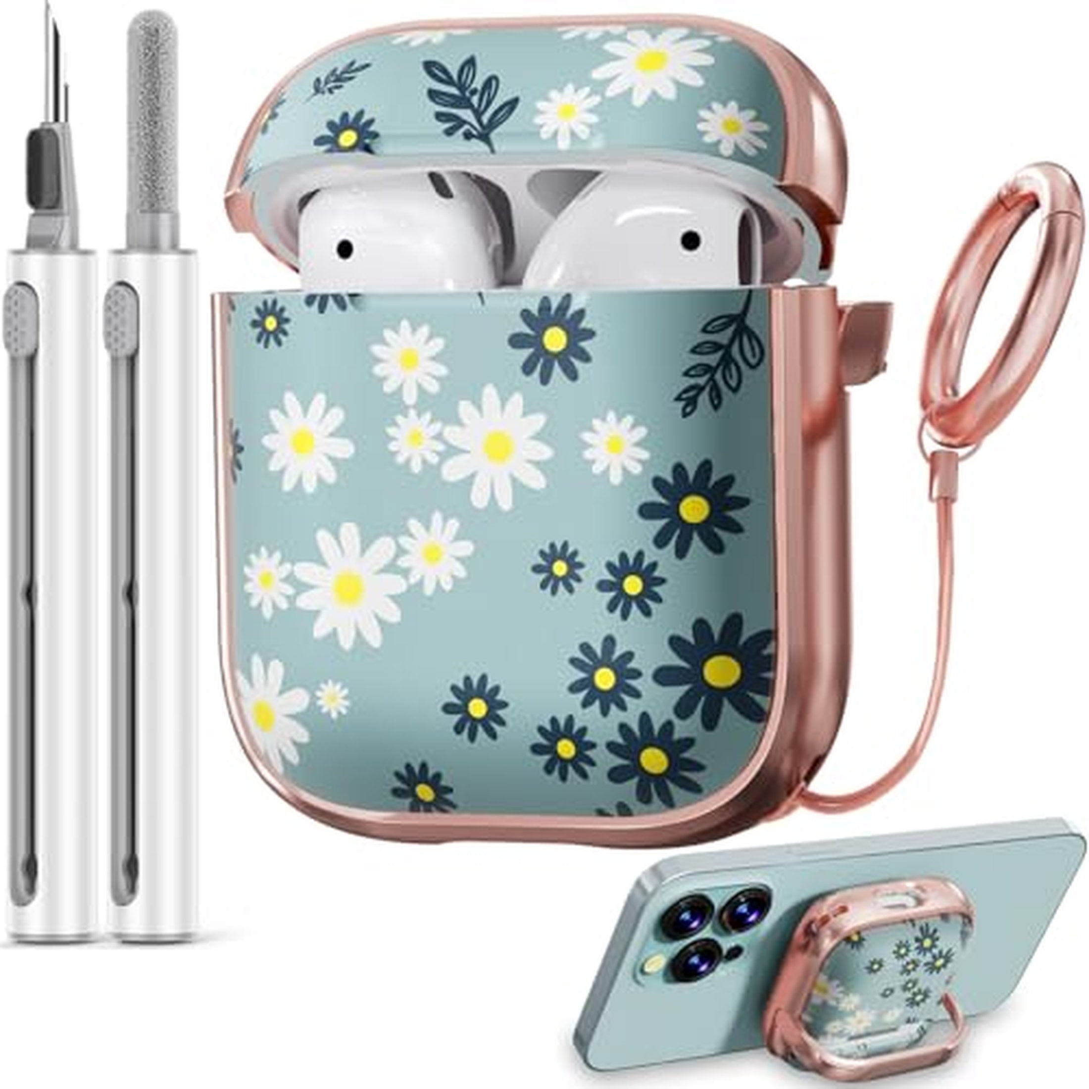Daisy Floral AirPods Case with Safety Lock and Cleaning Kit for Women ...