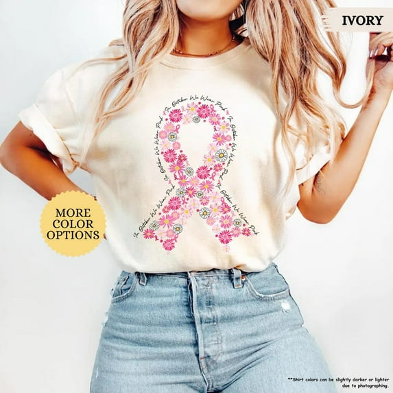 Daisy Floral Breast Cancer Shirt, In October We Wear Pink, Pink Ribbon ...