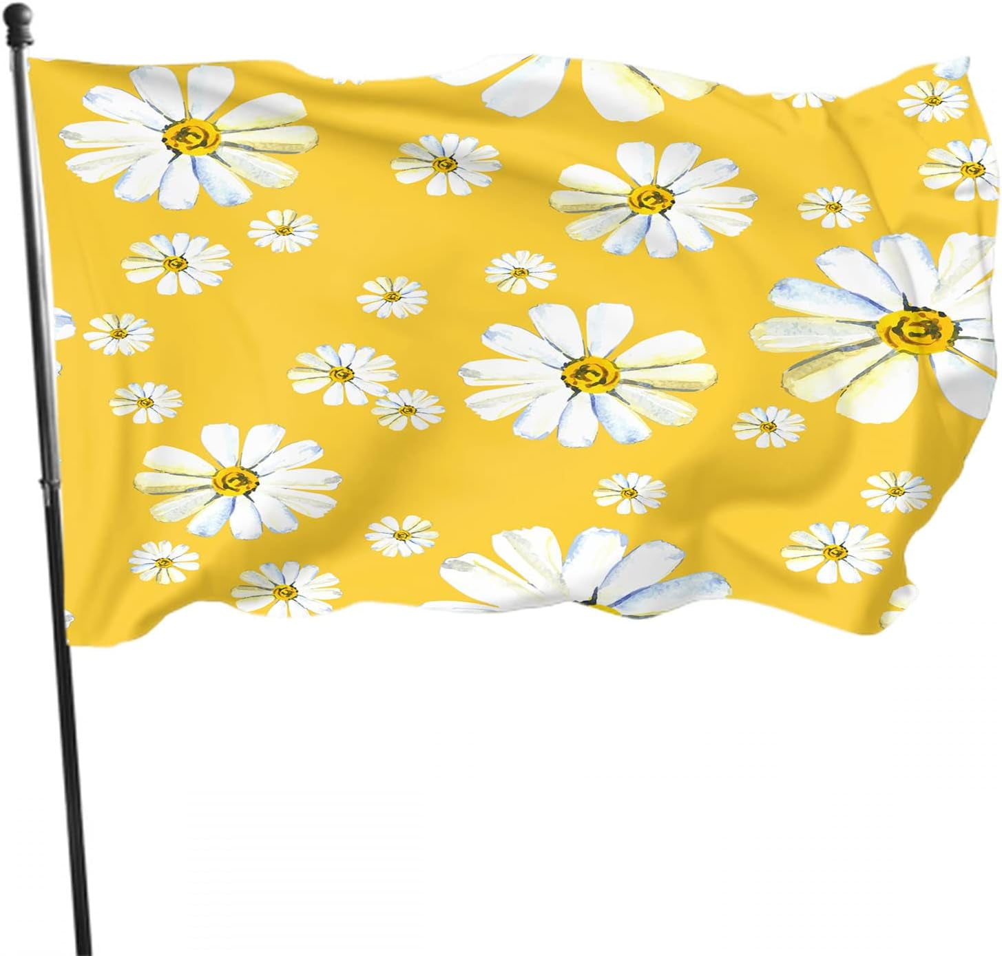 Daisy Floral Flag Double Sided White Camomile Flower in Yellow Garden ...