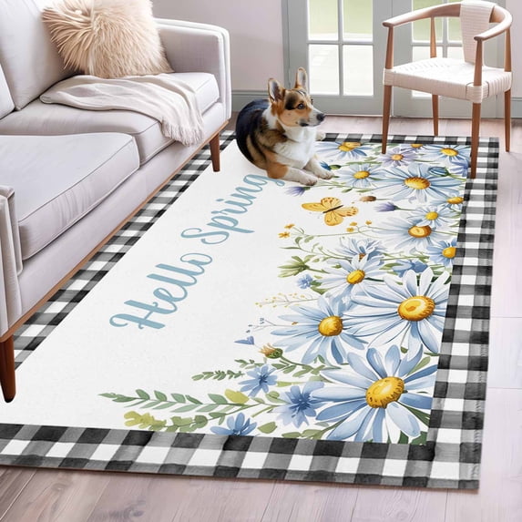 Daisy Floral Kitchen Runner Rug 2.7x5 Washable Runners for Hallway Non ...