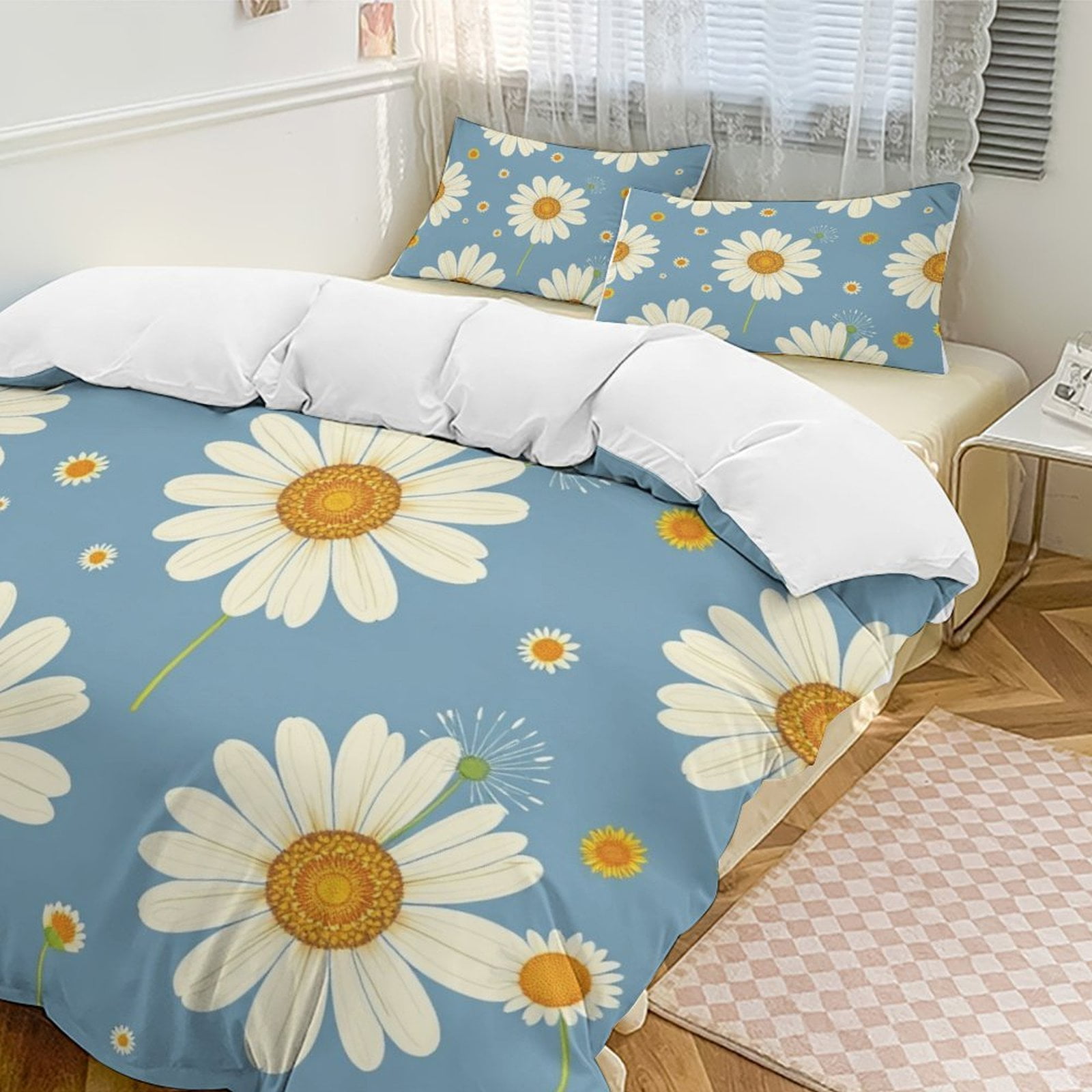 Daisy Floral Pattern Duvet Cover Set Decorative 3 Pieces Bedding Set ...