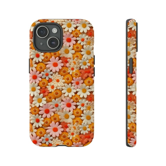 Daisy Floral Phone Case Faux Felt Cottagecore iPhone 17 to 11 Pro Max ...