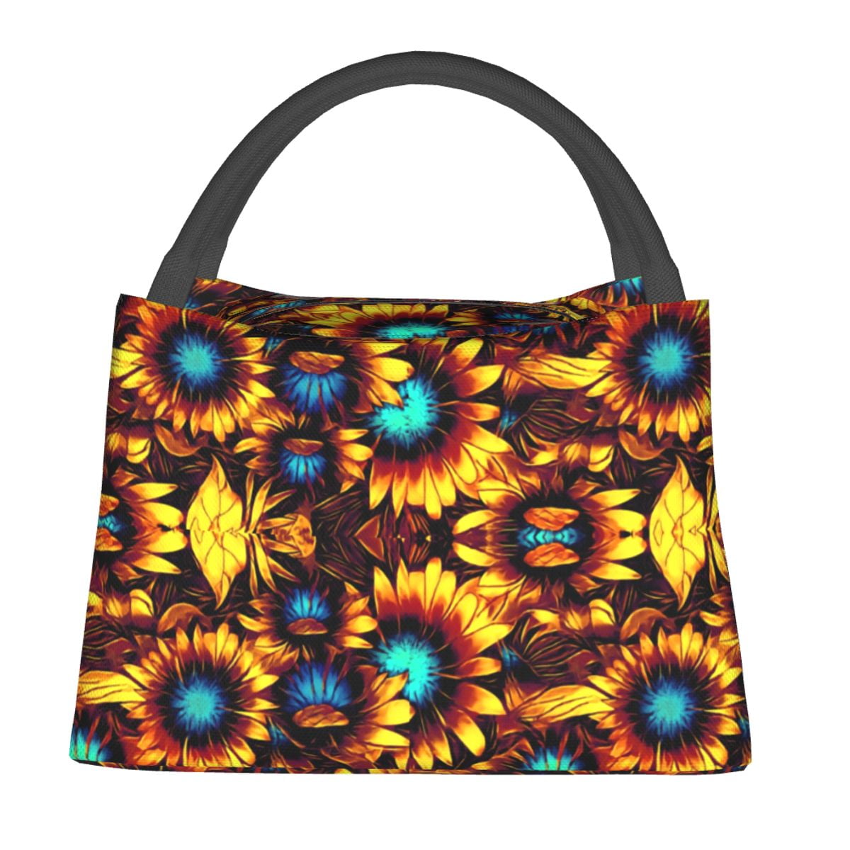 Daisy Floral Print Lunch Bag Green Leaves Graphic Lunch Box Fun Cooler ...