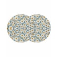 Daisy Floral Print Round Table Placemats set of 2, Sky Blue Washable ...