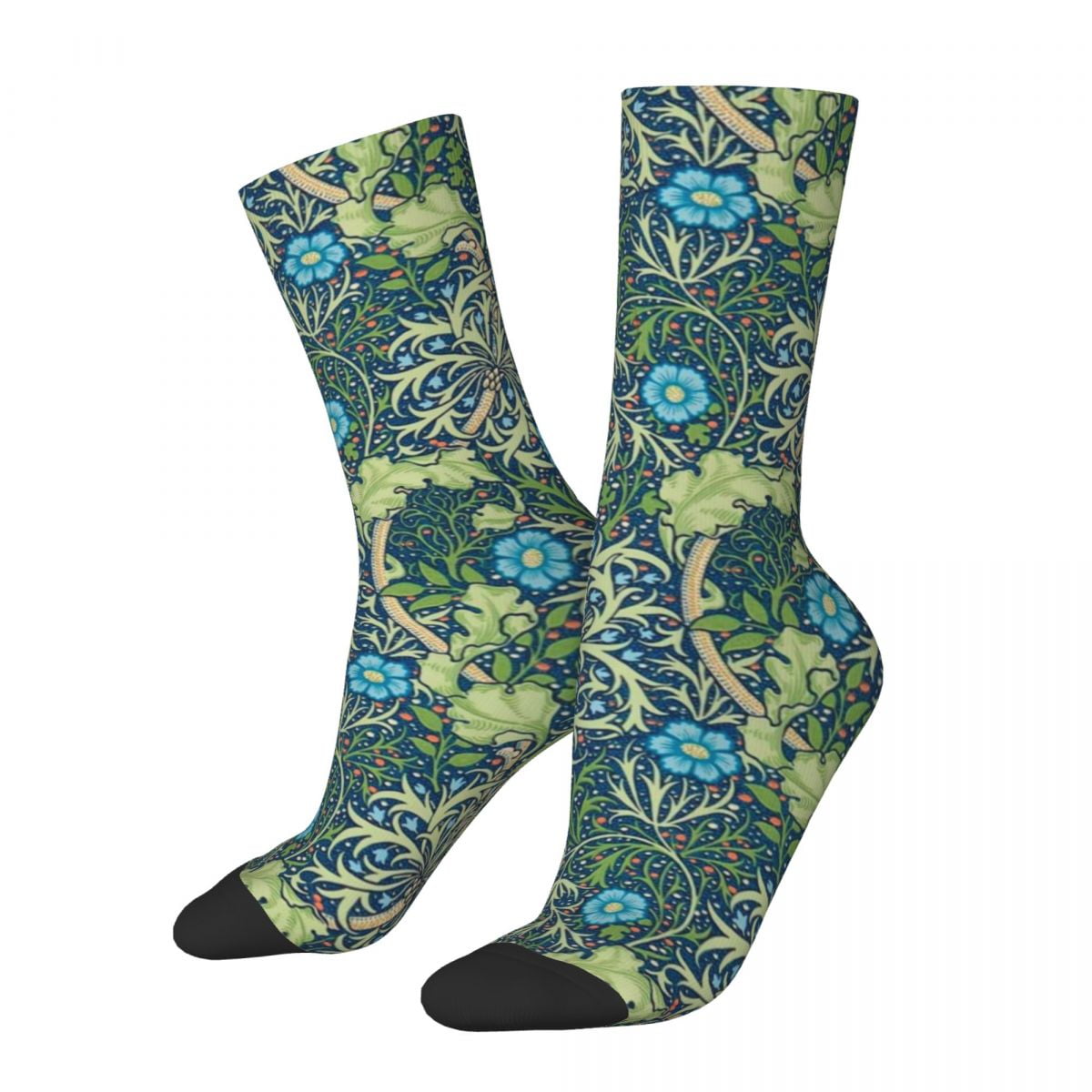 Daisy Floral Print Socks Green Leaves Gothic Stockings Women Breathable ...
