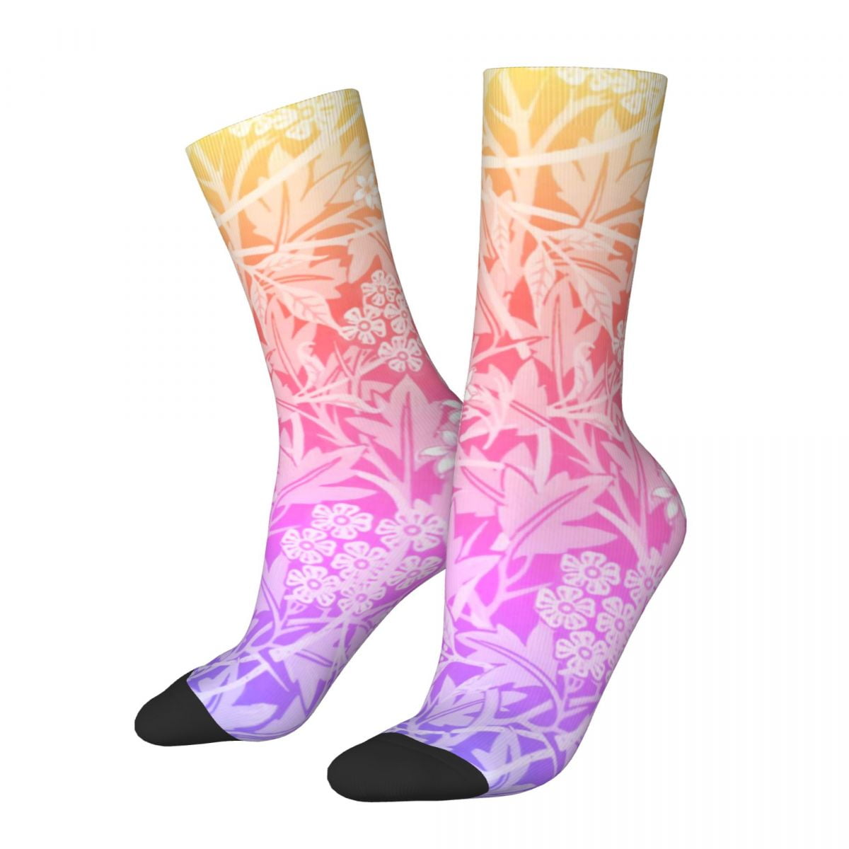 Daisy Floral Print Socks Green Leaves Gothic Stockings Women Breathable ...