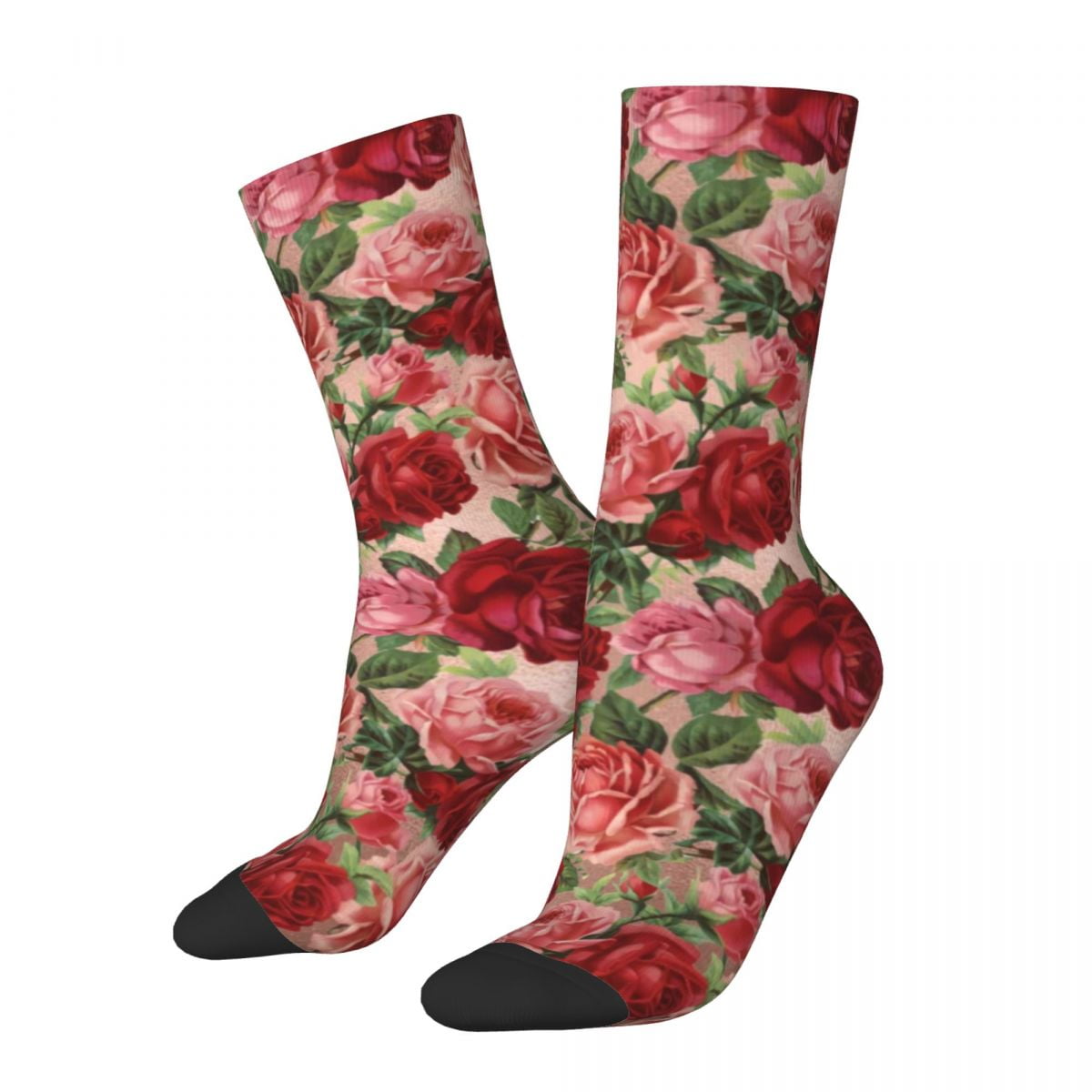 Daisy Floral Print Socks Green Leaves Gothic Stockings Women Breathable ...