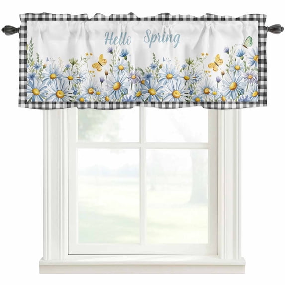 Daisy Floral Rod Pocket Curtain Valance, Spring Country Flower ...