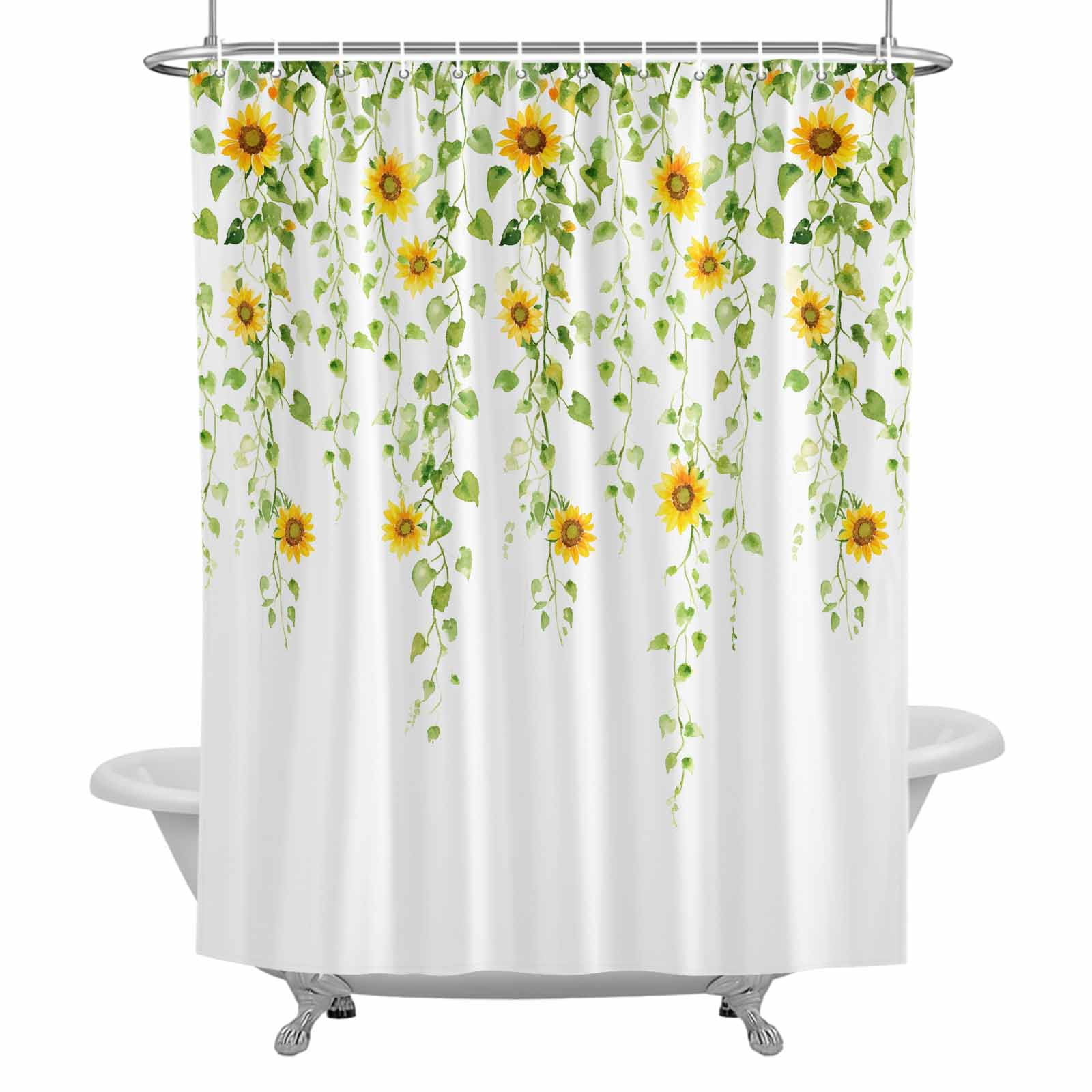 Daisy Floral Shower Curtain for Bathroom, Weeping Flower Waterproof ...