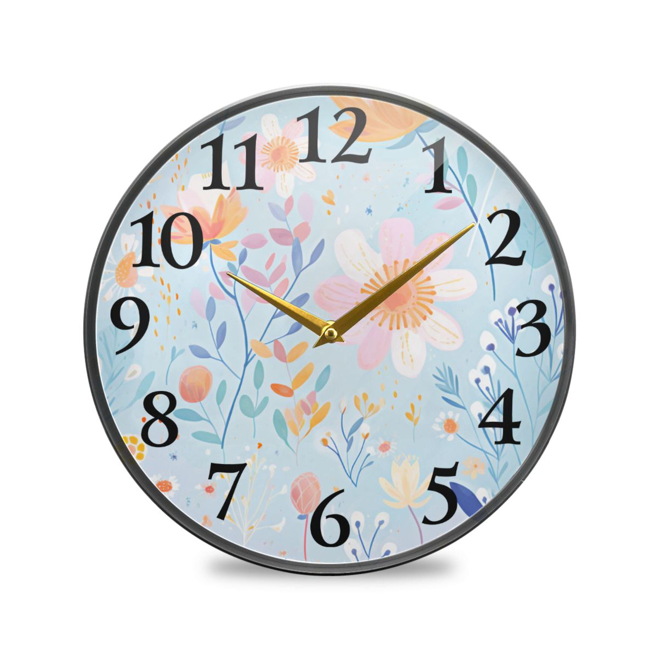Daisy Floral Wall Clocks Battery Operated 11.9 Inch Round Clock Acrylic ...