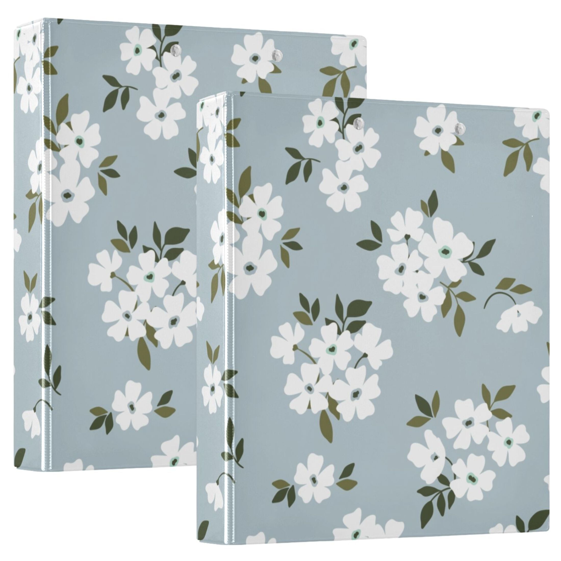 Daisy Floral on Blue Flowers Hardcover 3 Ring Binder 1.5 inch Round ...