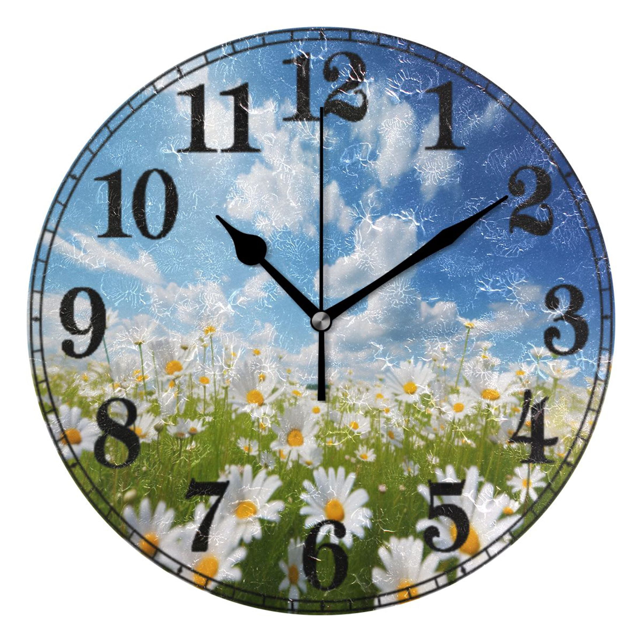 Daisy Flower 10" Silent Wall Clock Non-Ticking Battery Clocks - Walmart.com