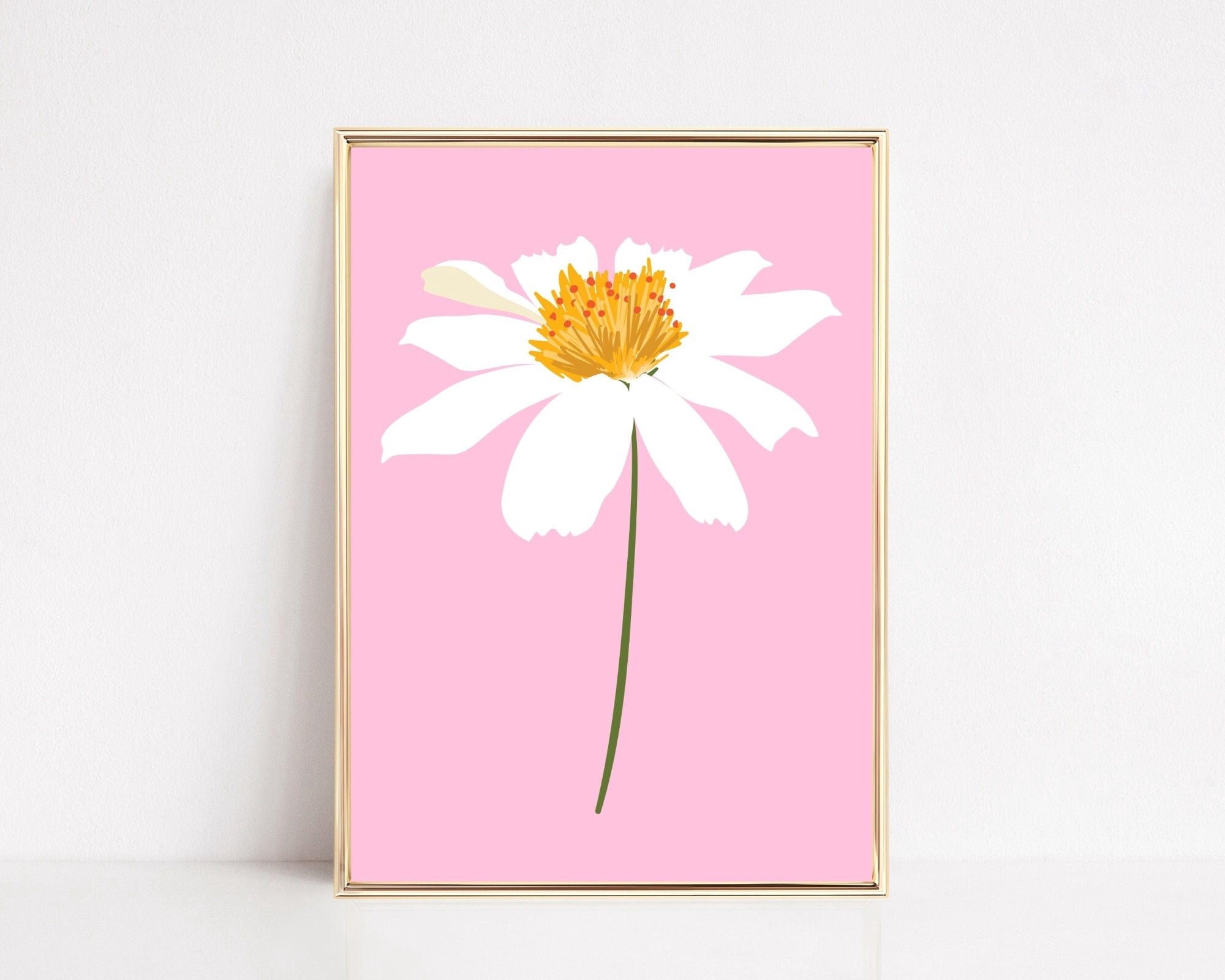 Daisy Flower Art Print Daisies Wall Art Boho Floral Printable Pink ...