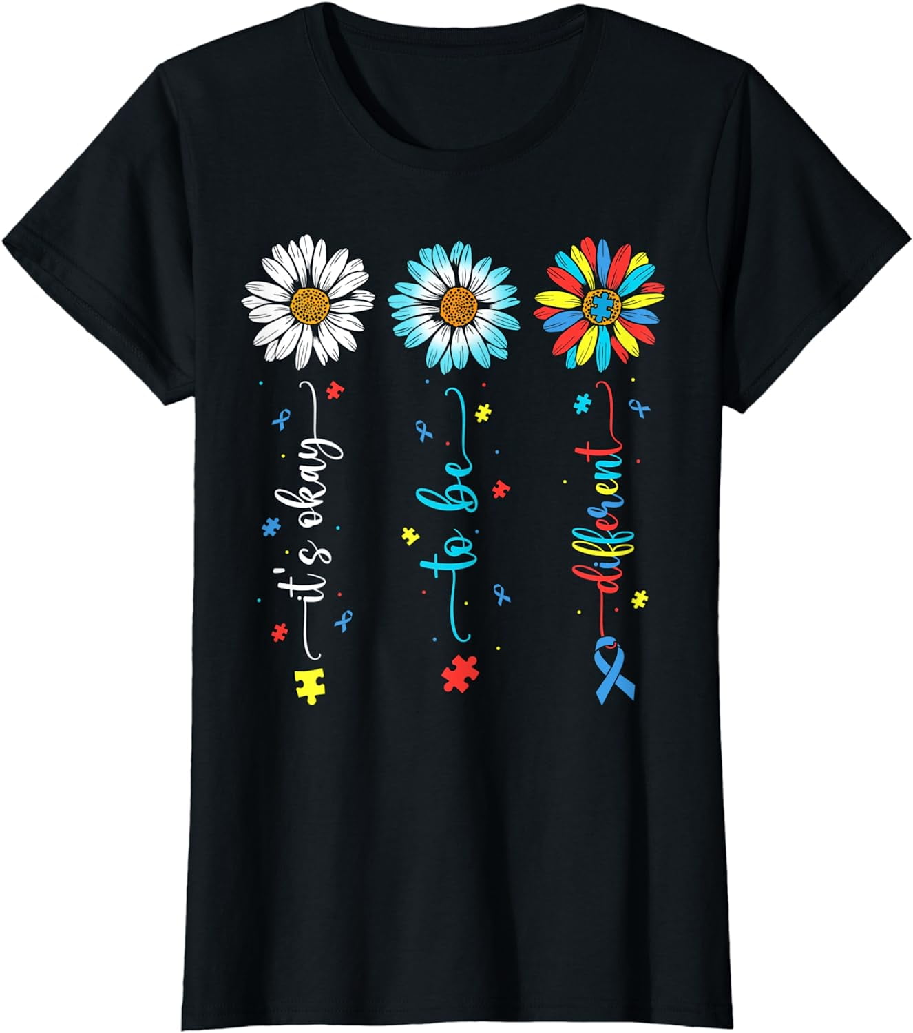Daisy Flower Autism Awareness Its Ok To Be Different T-Shirt - Walmart.com