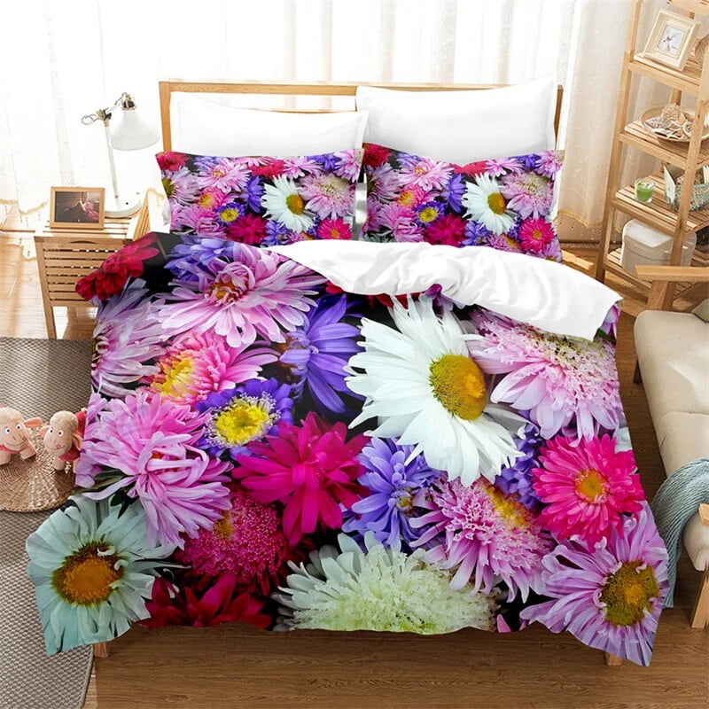 Daisy Flower Bedding Set High-grade Duvet Cover Lovers King Quilt Cover ...