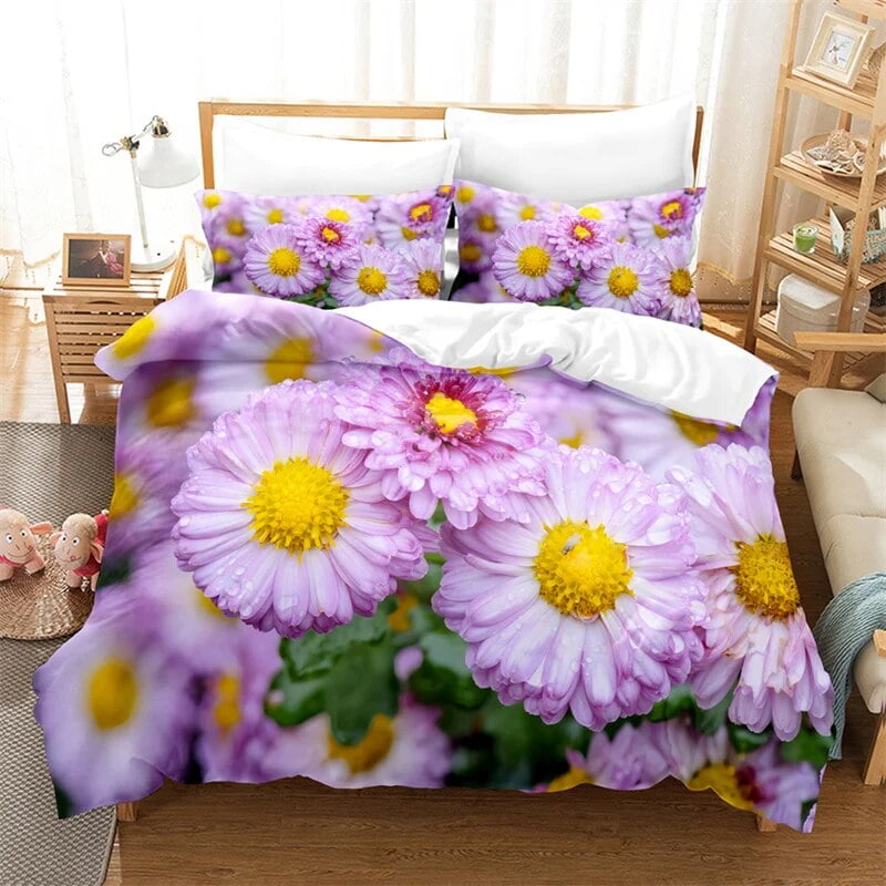 Daisy Flower Bedding Set High-grade Duvet Cover Lovers King Quilt Cover ...