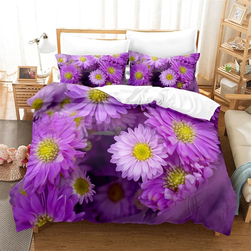 Daisy Flower Bedding Set High-grade Duvet Cover Lovers King Quilt Cover ...