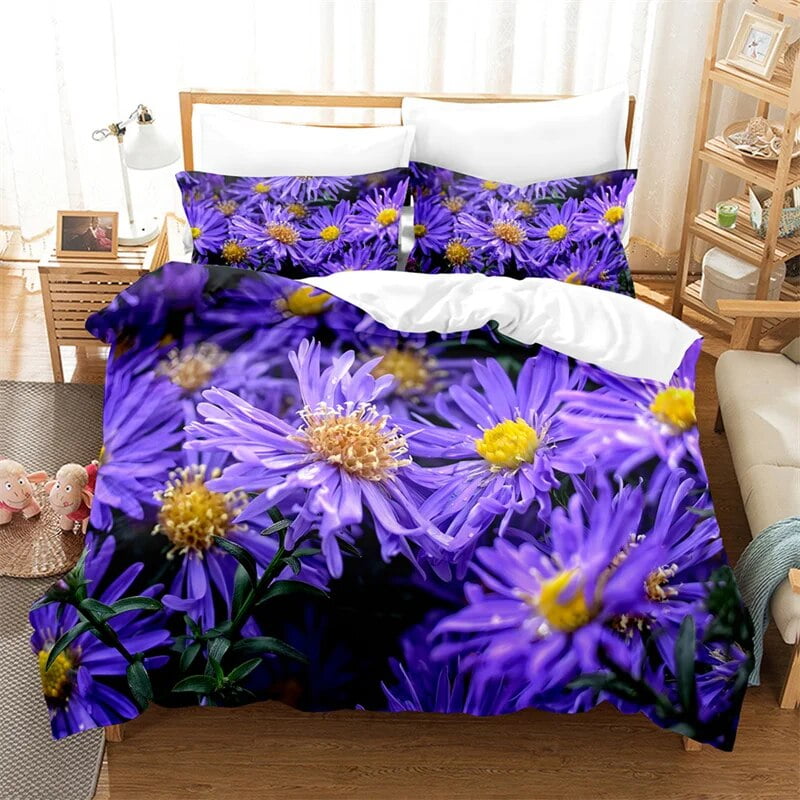 Daisy Flower Bedding Set High-grade Duvet Cover Lovers King Quilt Cover ...