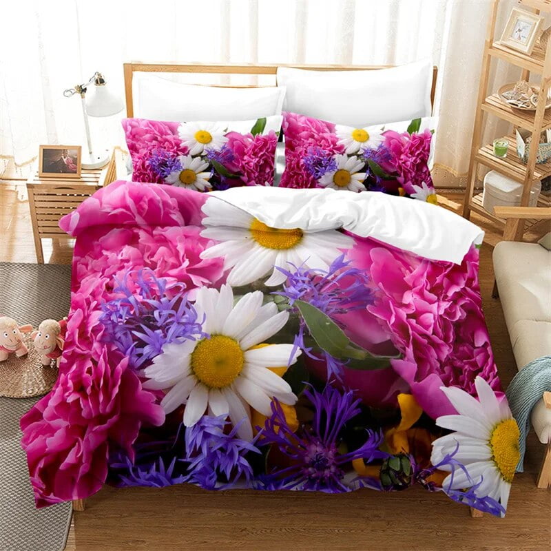Daisy Flower Bedding Set High-grade Duvet Cover Lovers King Quilt Cover ...