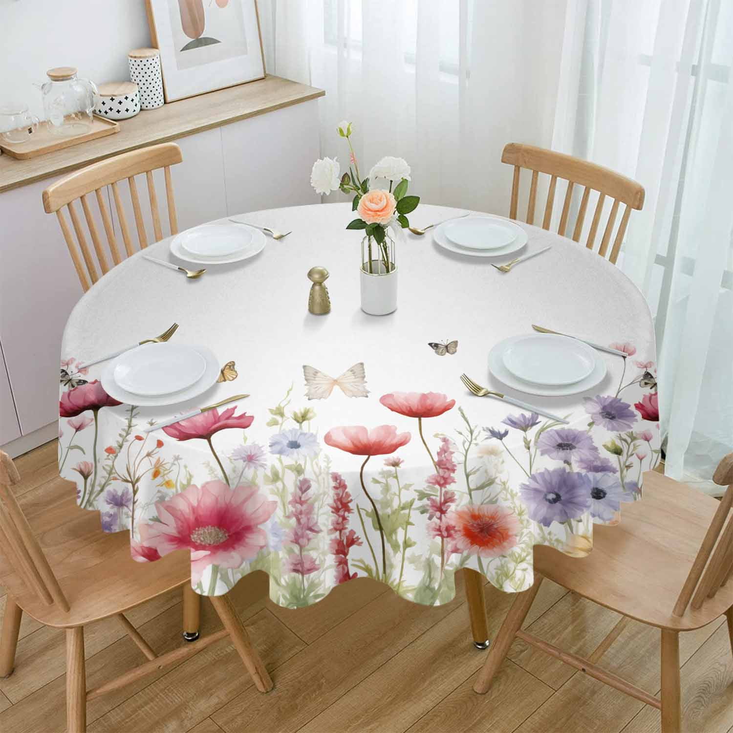 Daisy Flower Butterfly Table Cloth Waterproof Wedding Holiday ...