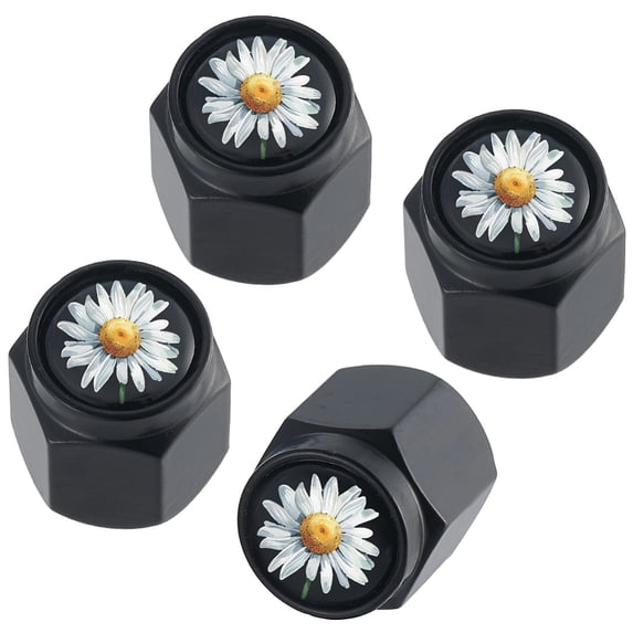 Daisy Flower Car Tire Valve Caps 4pcs Wheel Valve Covers Tires Air ...