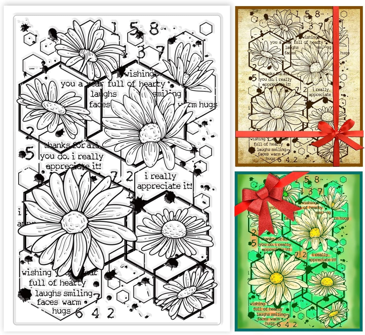 Daisy Flower Clear Stamp Seals Floral Background PVC Plastic Stamps ...