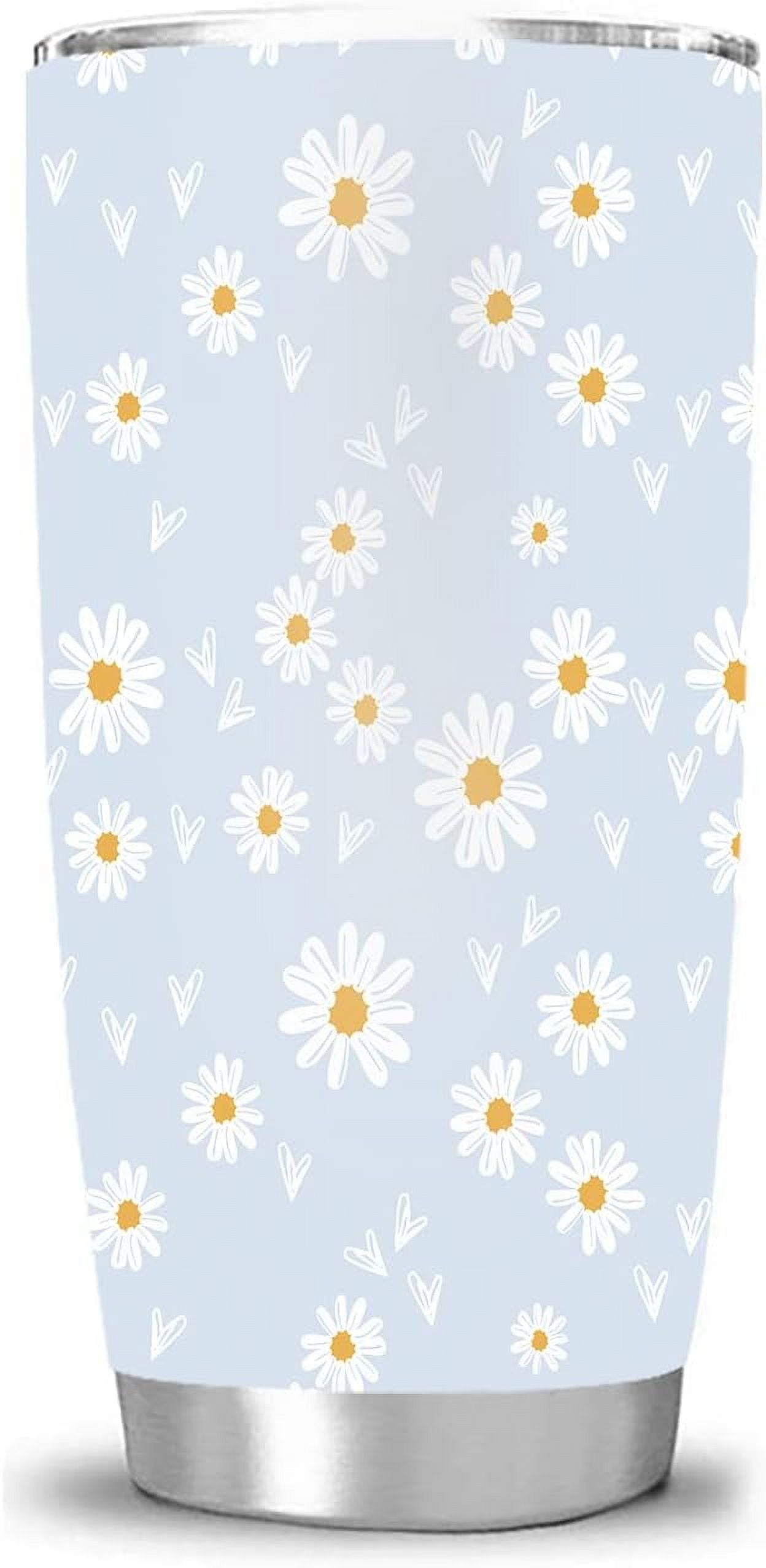 Daisy Flower Coffee Mug Stainless Steel Thermal Tumbler with Lid ...