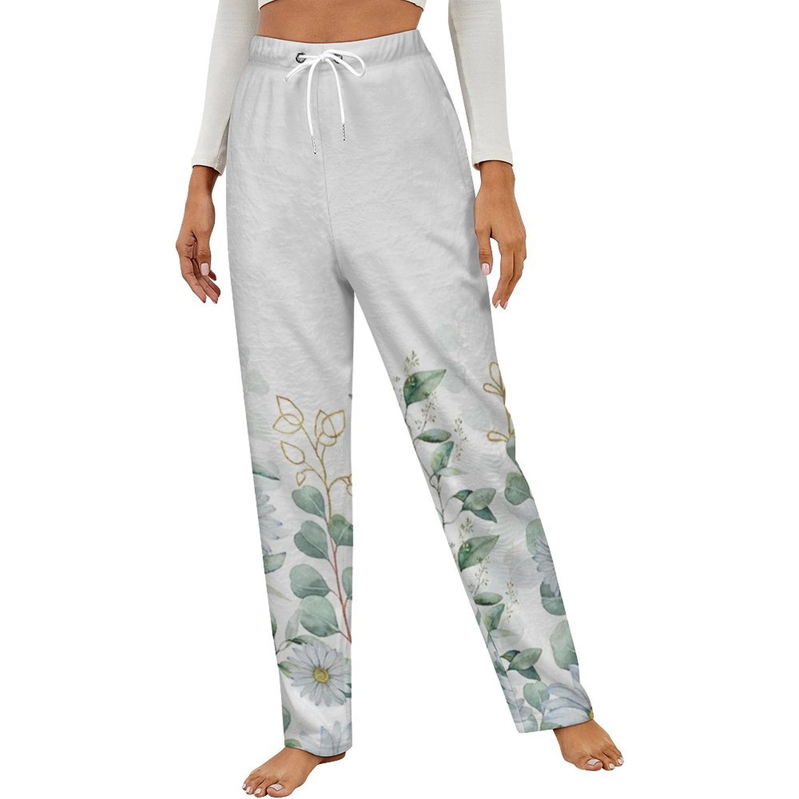 Daisy Flower Eucalyptus Leaves Summer Farm Plant Winter Female Pants ...