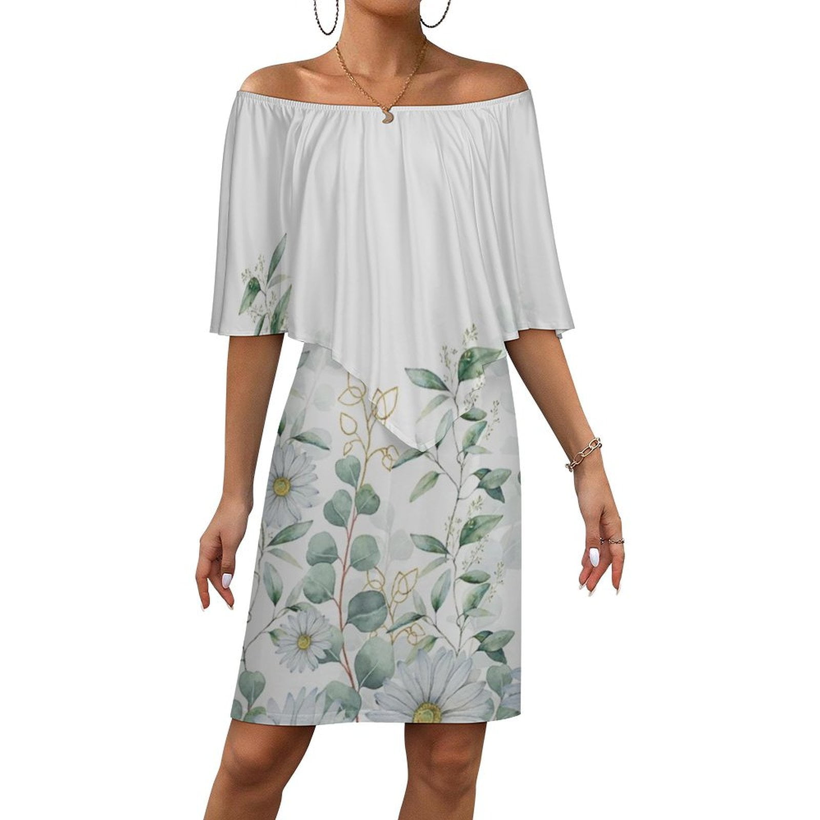 Daisy Flower Eucalyptus Leaves Summer Farm Plant Women's Off The ...