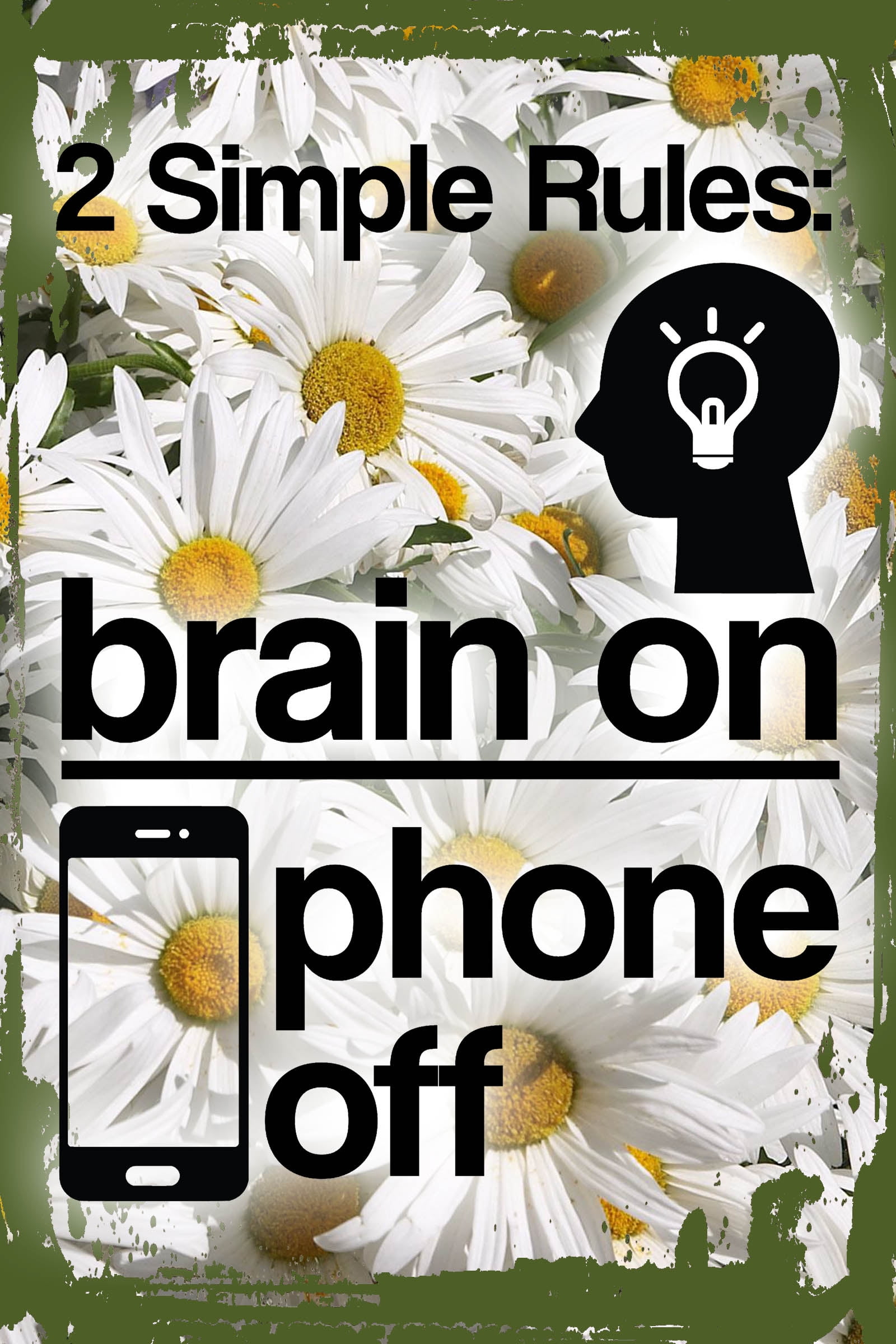 Daisy Flower Flat Canvas Wall Art Print 2 simple rules brain on phone off brain lightbulb ...