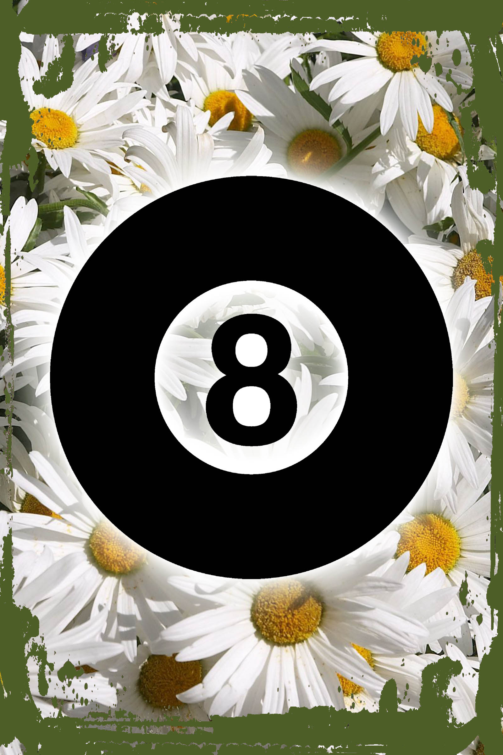 Daisy Flower Flat Canvas Wall Art Print 8 solid ball pool billiards ...