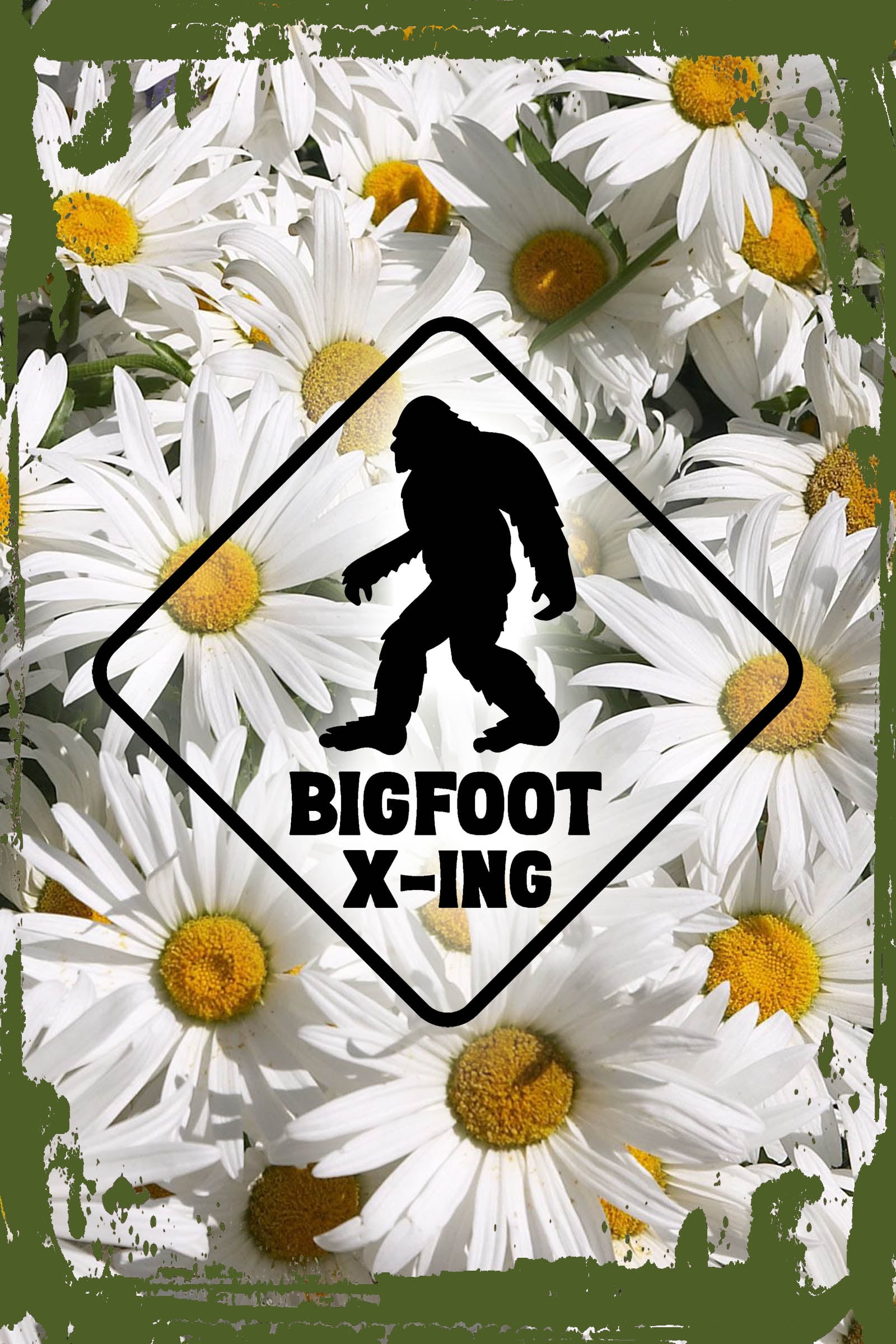 Daisy Flower Flat Canvas Wall Art Print Bigfoot x-ing sign caution ...